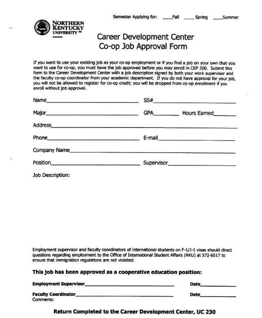 Information for Coop Students in Information Systems at NKU